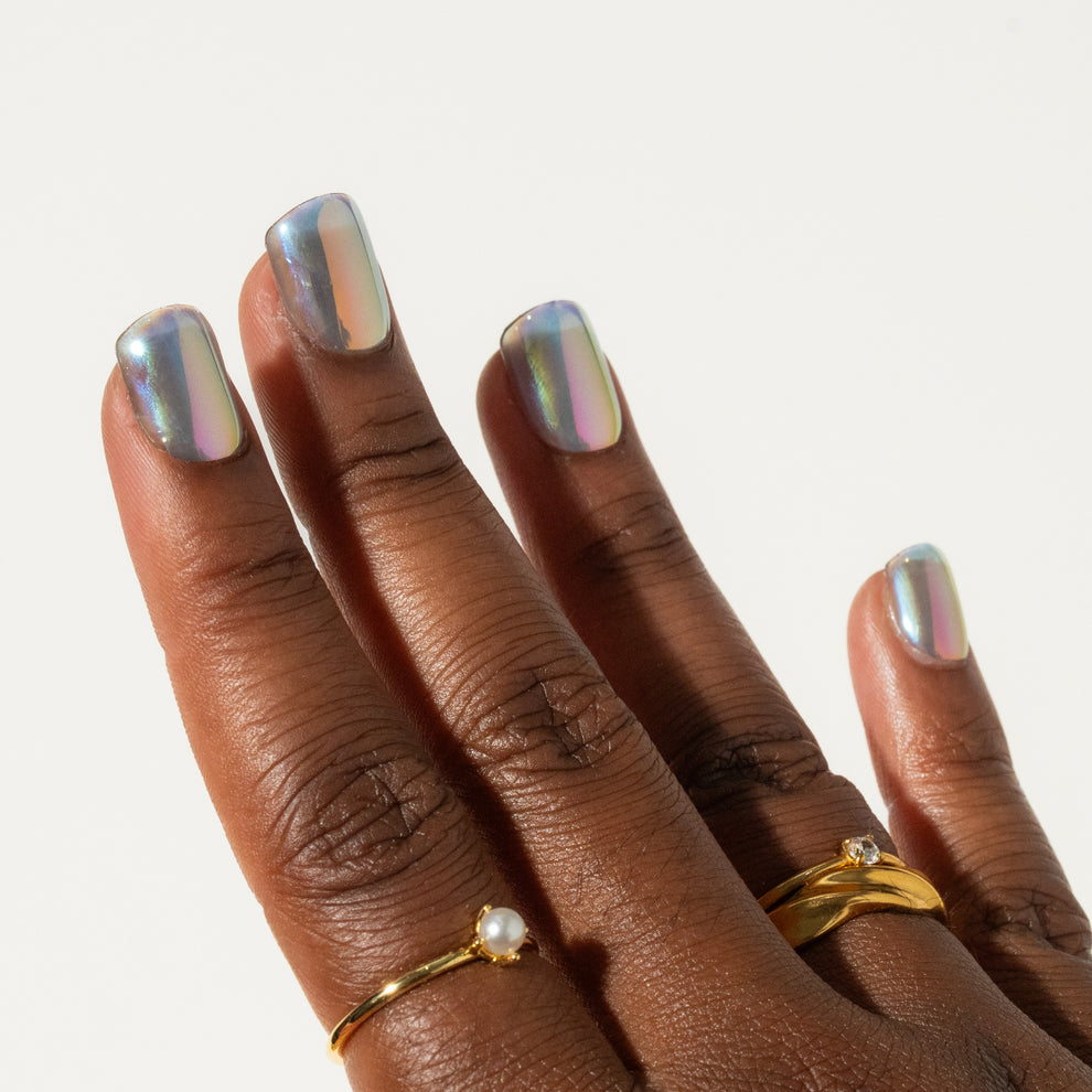 Holographic Gray Press-On Nails | Short | Square – Hello Love Inc